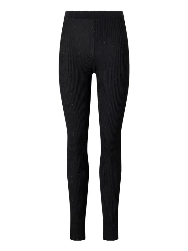 TOM FORD Sequin-embellished Ribbed-knit Trousers - Black