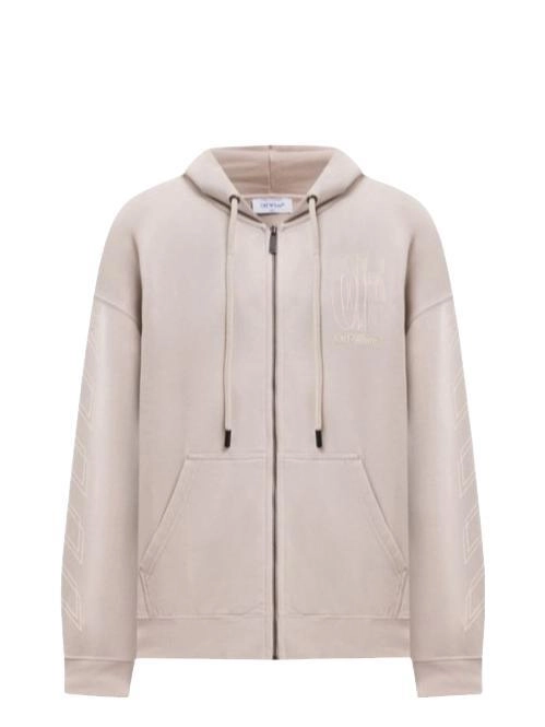Off-White Full Zip Hoodie - Nude