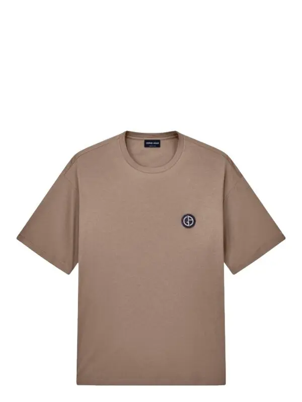 Giorgio Armani T-shirt Regular Fit In Cotton And Modal Interlock Jersey - Brown