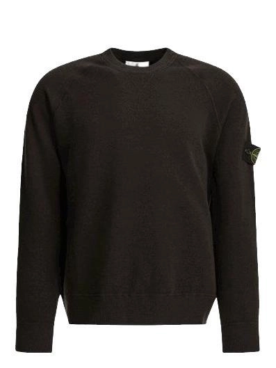 Stone Island Logo Patch Raglan Sleeve Sweater - Black
