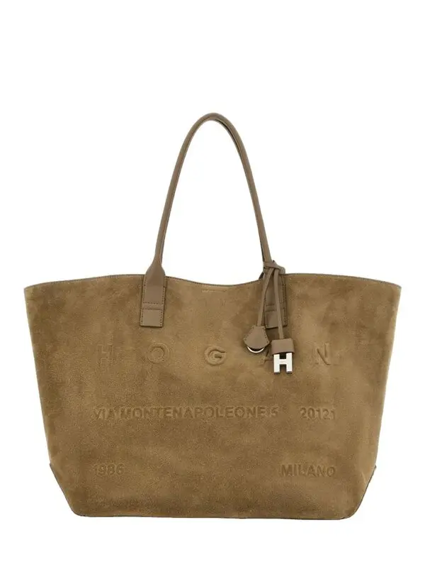 Hogan Lettering Tote Bag - Brown