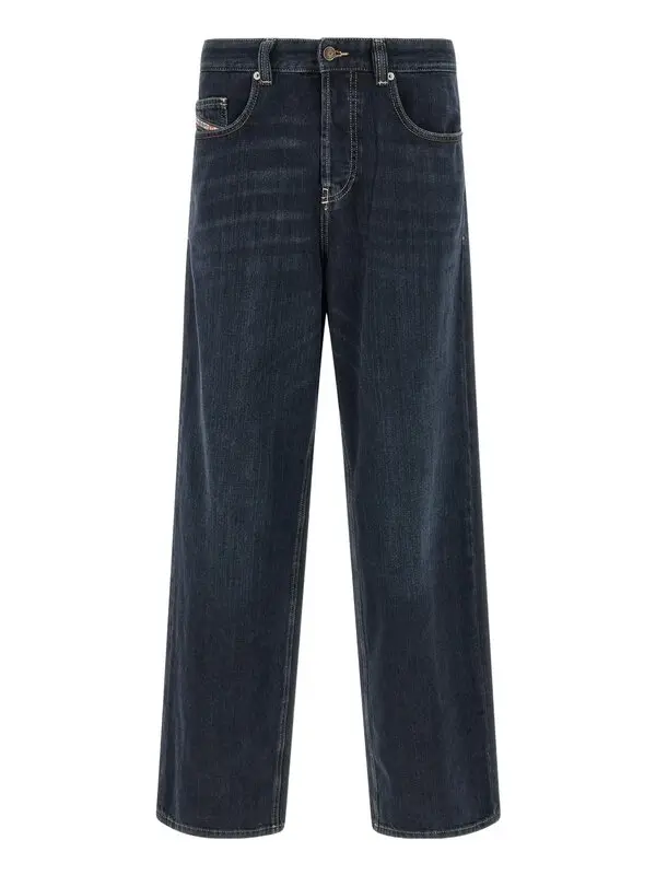 DIESEL® Belt-loop Jeans With Contrast Stitching And Logo Patch - Blue