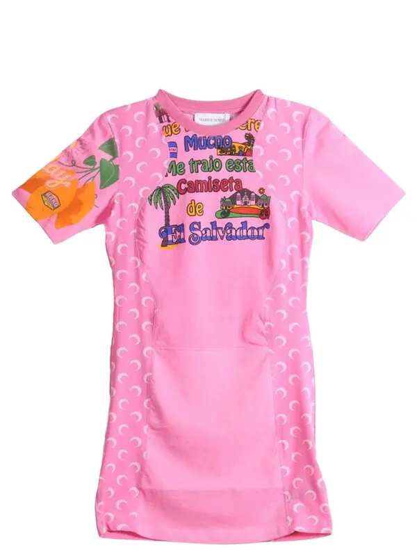 MARINE SERRE Graphic Print Mini Dress - Pink