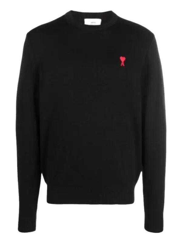 AMI Paris Logo Crew Neck Sweater - Black