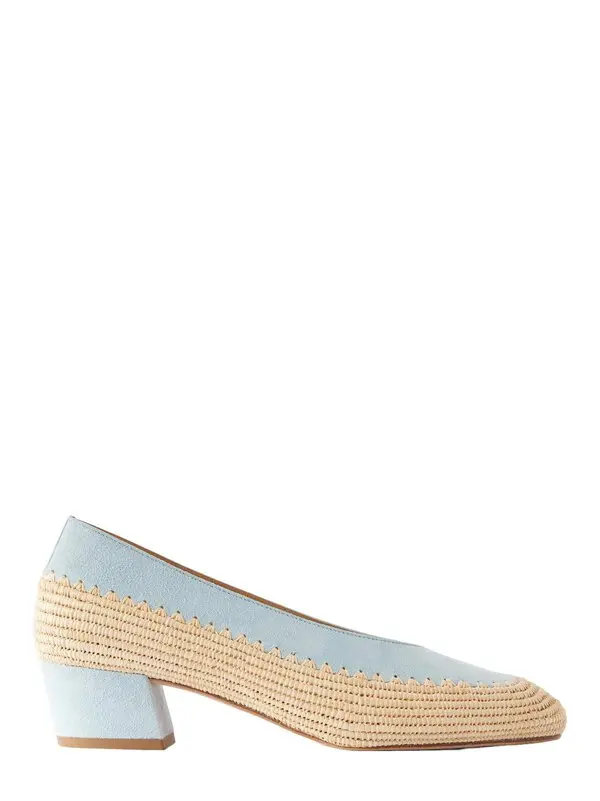Gabriela Hearst Crocheted Suede Block Heel Pumps - Blue