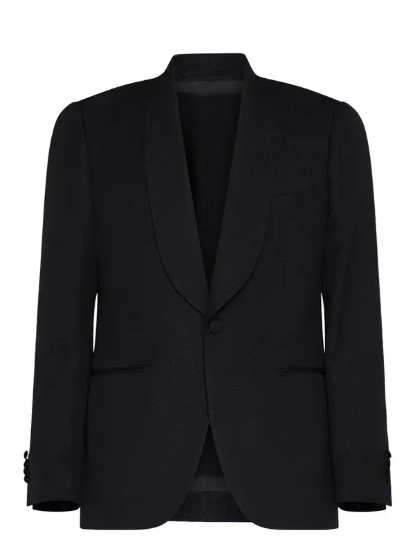 LARDINI Shawl-lapel Single-breasted Blazer - Black