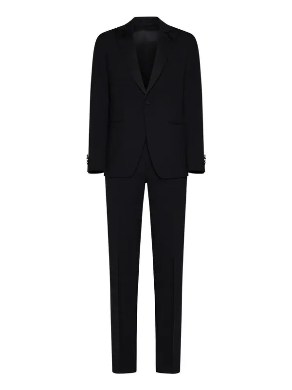 LARDINI Regular Fit Tuxedo Suit - Black