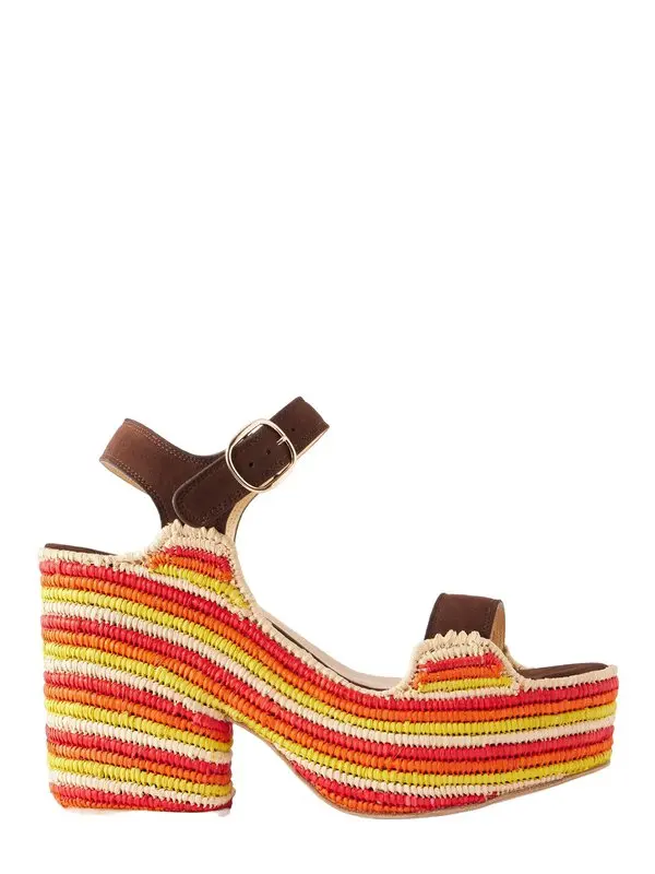 Gabriela Hearst Dardis Crocheted Suede Platform Sandals - Chocolate
