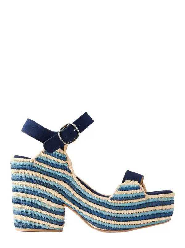 Gabriela Hearst Dardis Crocheted Suede Platform Sandals - Blue