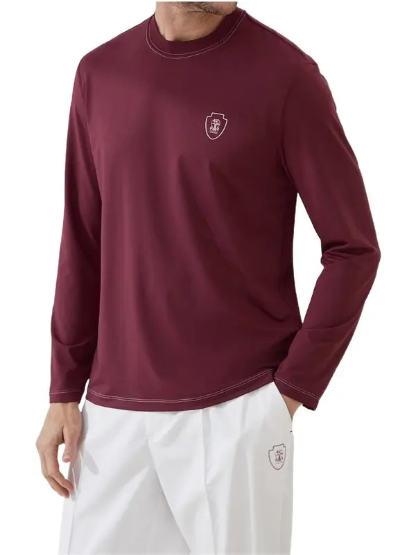 Brunello Cucinelli Logo-embroidered Long-sleeve T-shirt - Red
