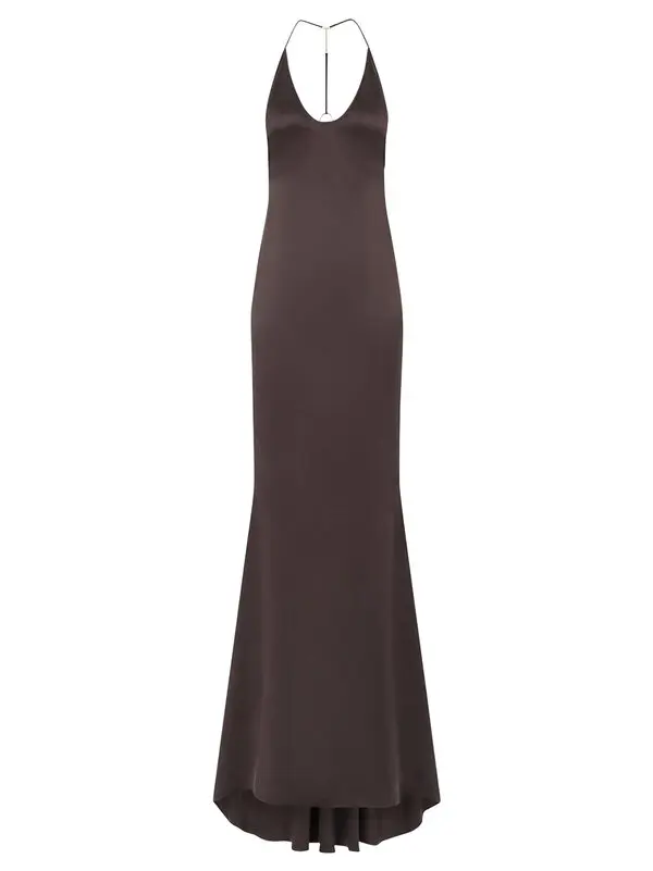 TOM FORD Silk Halterneck Maxi Dress - Brown