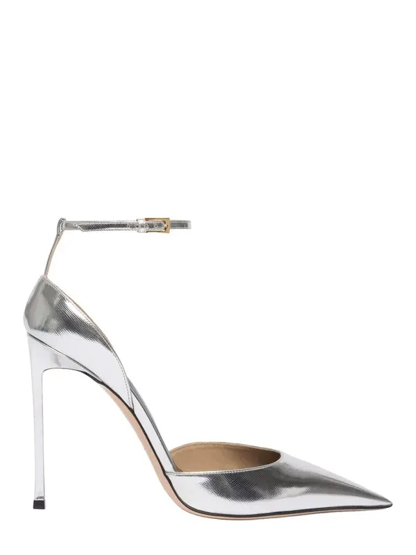 TOM FORD Metallic Leather Vertigo Mules 105 - Silver