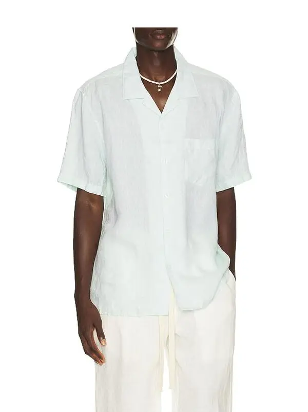 J. Lindeberg Elio Linen Shirt In Green - Bay
