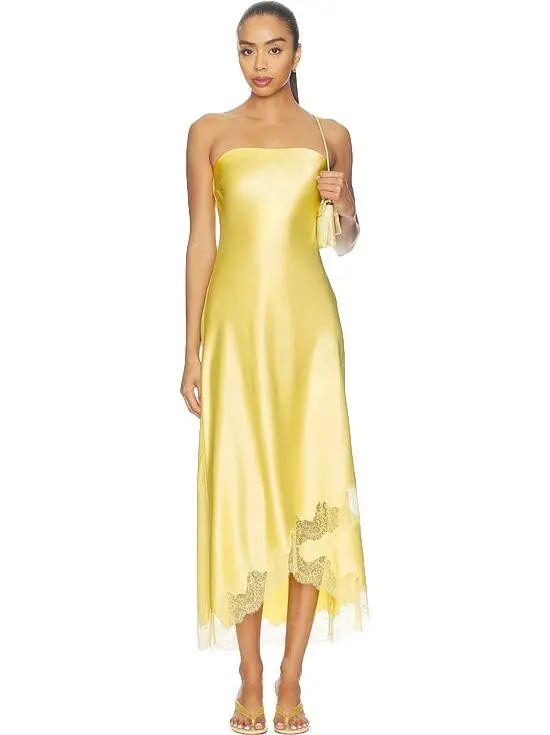 Cami Nyc Strapless Lace Trim Maxi Dress - Custard