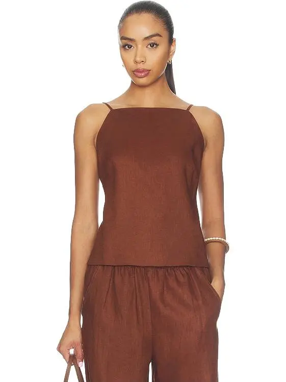 A.L.C. Reese Linen Top - Brunette