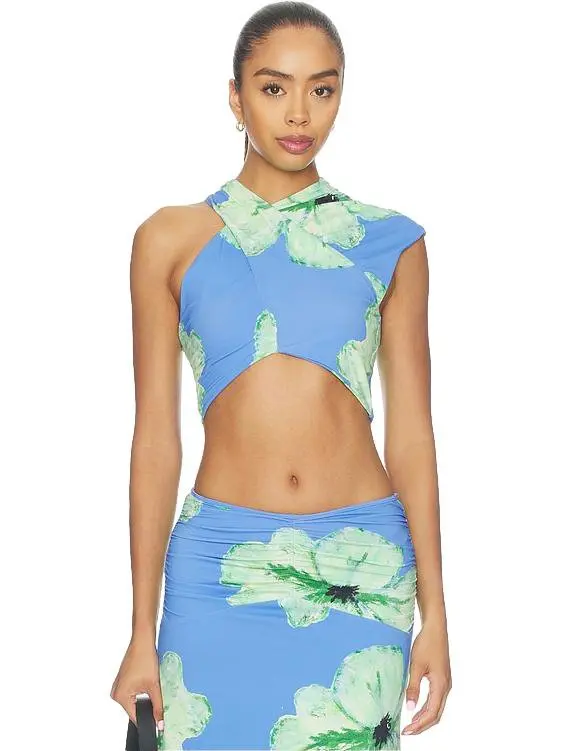 THE WOLF GANG Veda Top In Blue - Cornflower