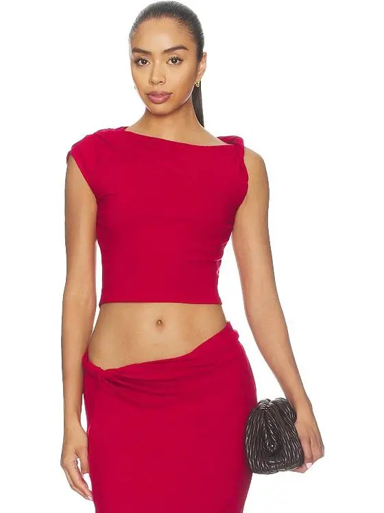 4TH & RECKLESS Sofi Asymmetrical Jersey Knit Top - Deep Red