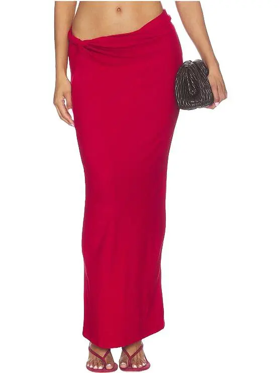 4TH & RECKLESS Sofi Jersey Knit Maxi Skirt - Deep Red
