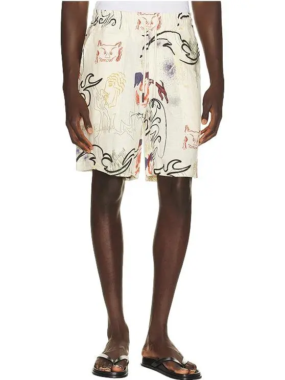 Oas Nicola Linen Printed Shorts - Light Multi