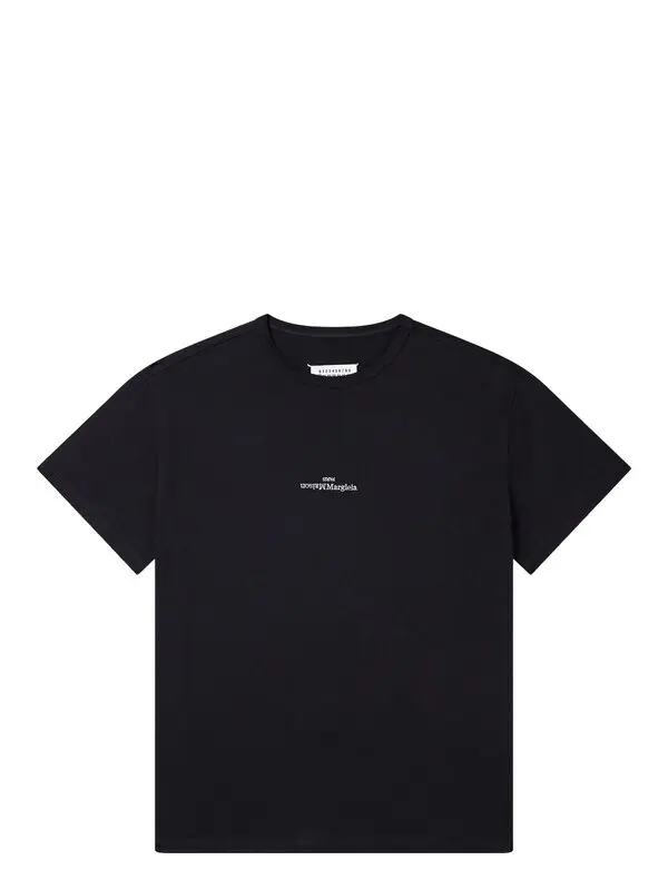 MAISON MARGIELA Logo-embroidered Cotton-jersey T-shirt - Black