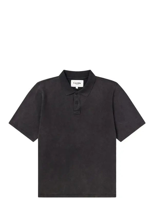 CORRIDOR Garment-dyed Cotton-piqué Polo Shirt - Black