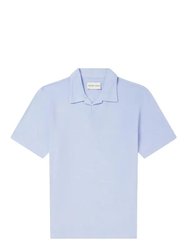 Frescobol Carioca Faustino Terry Cotton Blend Polo Shirts - Blue