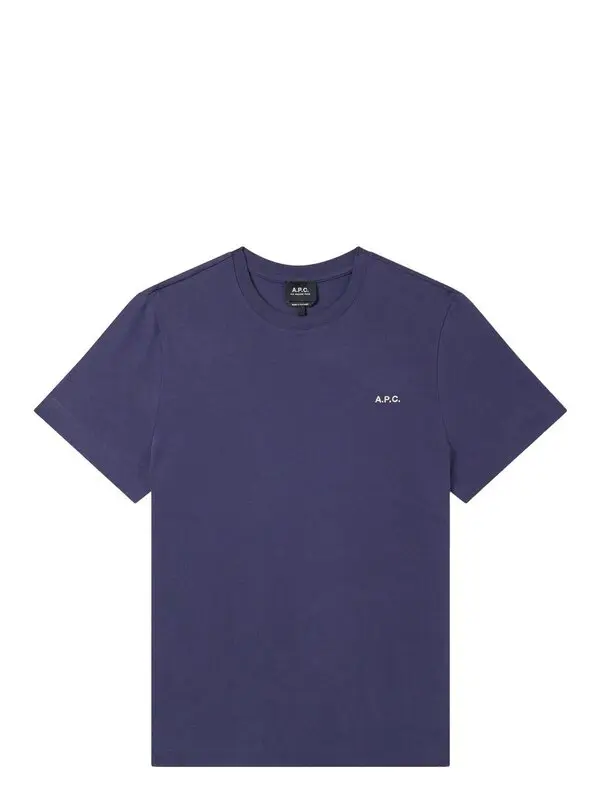 A.p.c. Oliver Logo-embroidered Cotton-jersey T-shirt - Blue