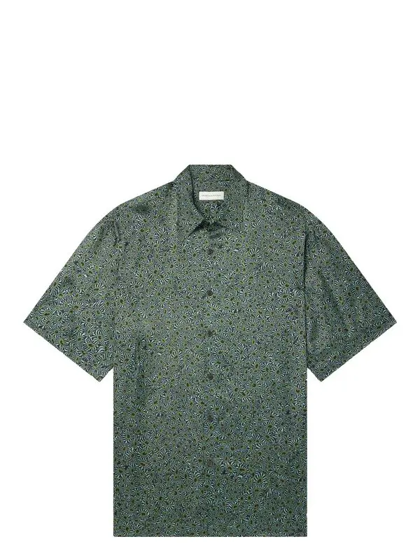 Dries Van Noten Camp-collar Printed Satin Shirt - Green