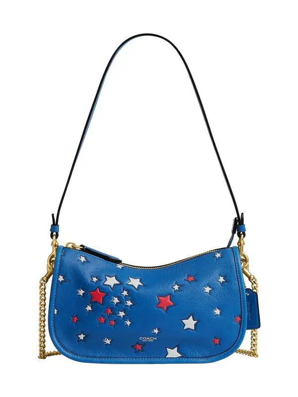 COACH Waverly Bag With Americana Print - Brass/deep Sky Multi