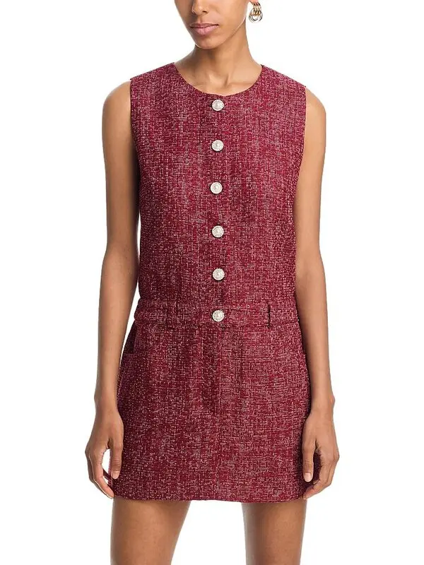 Aqua Tweed Mini Dress - Rust