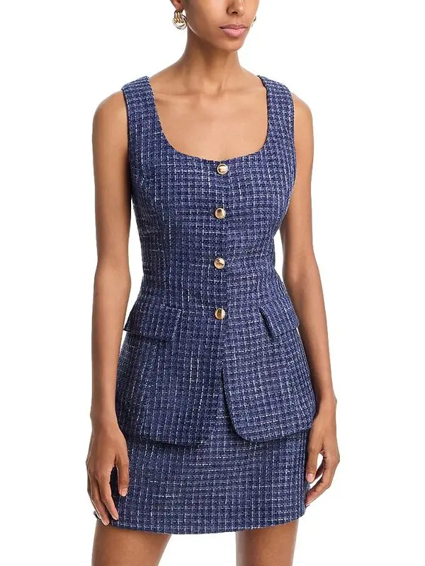 Aqua Tweed Mini Dress - Navy