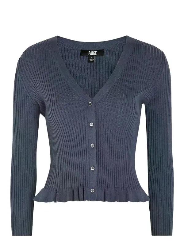 Paige Royce Ribbed Cardigan - Blue