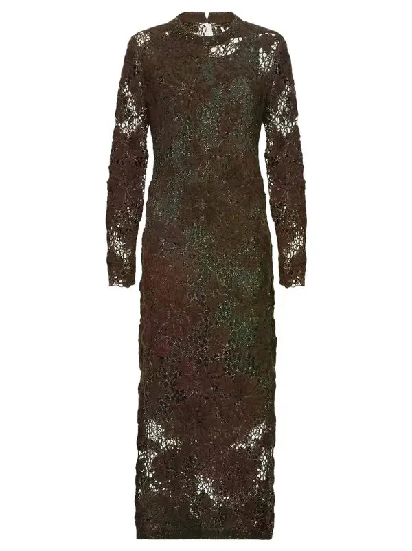 Brunello Cucinelli Sparkling Mohair And Wool Knit Dress - Brown