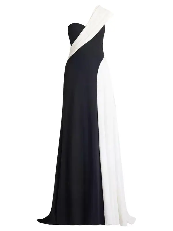 Tadashi Shoji Belman One-shoulder Draped Gown - Black