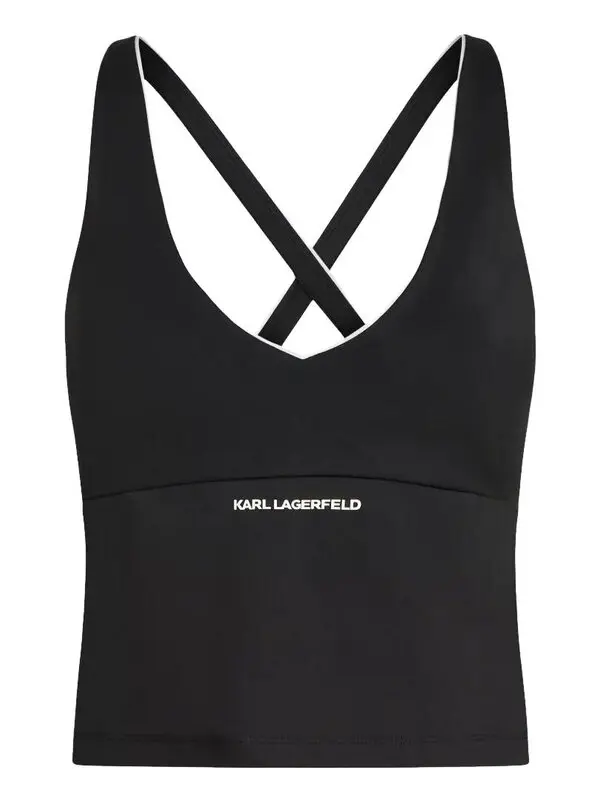 Karl Lagerfeld Athleisure Tank Top With Contrast Piping - Black