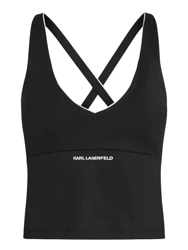 Karl Lagerfeld Athleisure Tank Top With Contrast Piping - Black