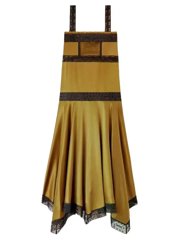 GANNI Lace-detail Maxi Dress - Yellow