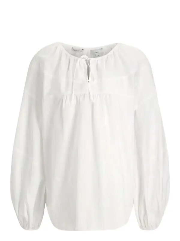 Vince Shirred Long-sleeve Blouse - White