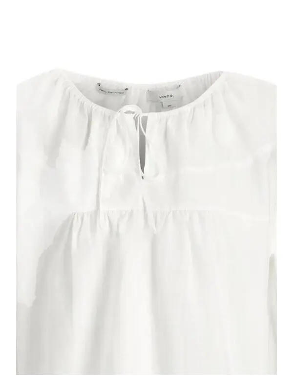 Vince Shirred Long-sleeve Blouse - White