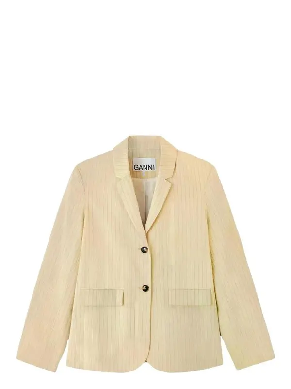 GANNI Pinstriped Blazer - Pale Beige