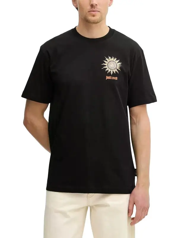 Just Cavalli Sun-print Logo-print T-shirt - Black
