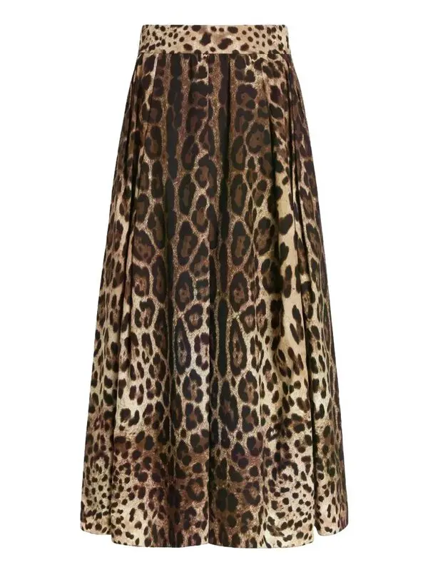 Dolce & Gabbana Leo-print Poplin Midi Skirt - Neutrals
