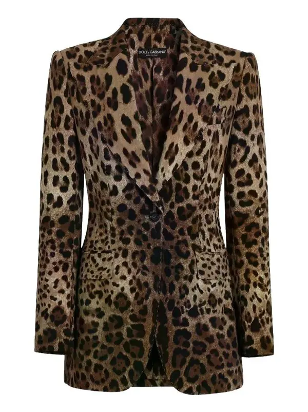 Dolce & Gabbana Leo-print Wool Single-breasted Jacket - Neutrals