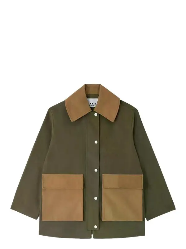 GANNI Contrast Collar Jacket - Green