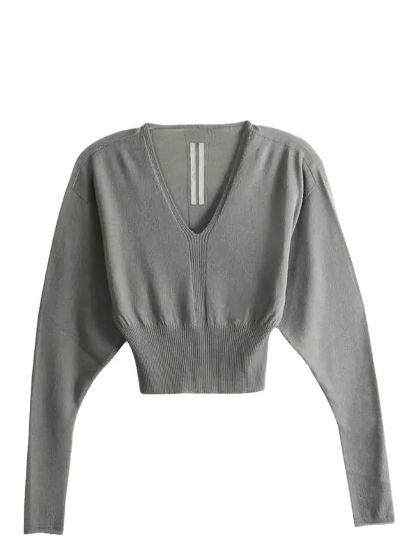 Rick Owens V-neck Ribbed Knit Sweater - Grey