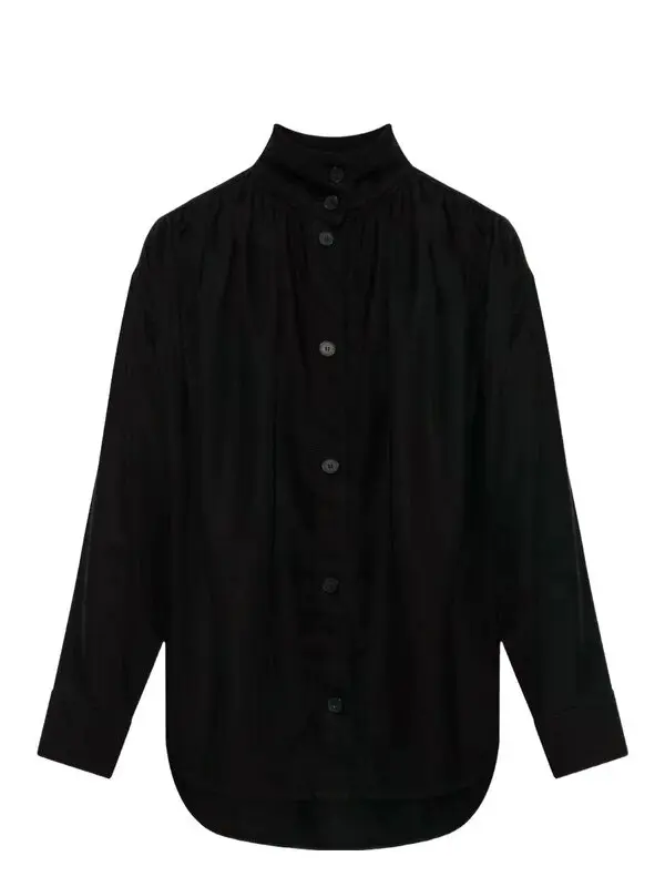 IRO PARIS Fenya High-neck Gathered Denim Shirt - Black