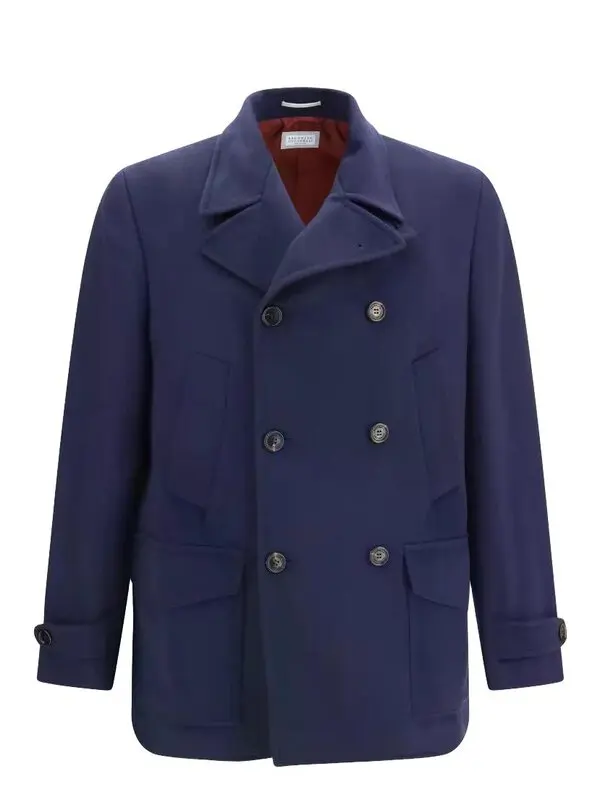 Brunello Cucinelli Double-breasted Wool Coat - Blue
