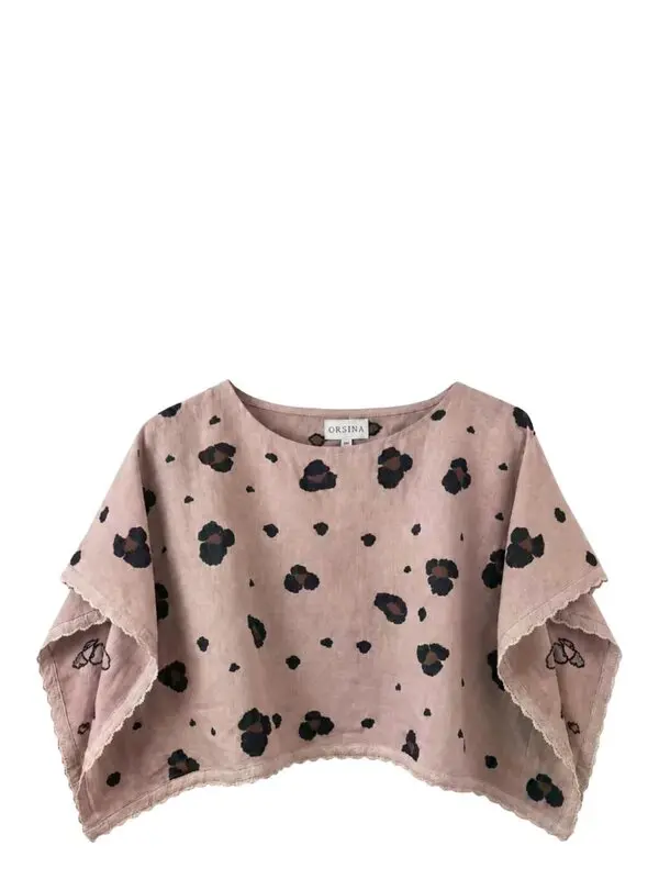 ORSINA Leopard Print Lace-trimmed Cape Top - Neutrals