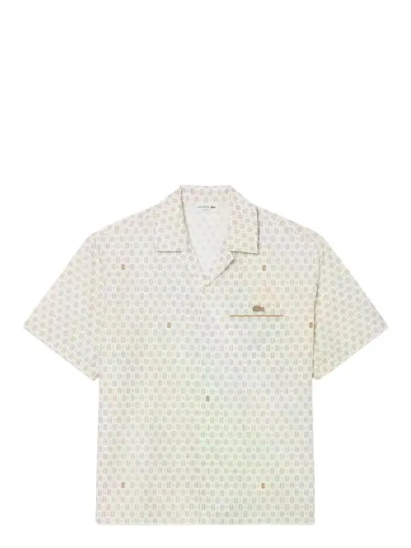 Lacoste Tennis-print Short-sleeve Shirt - Neutrals