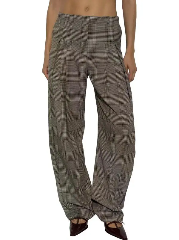 IRO PARIS Checked Pleated Trousers - Neutrals